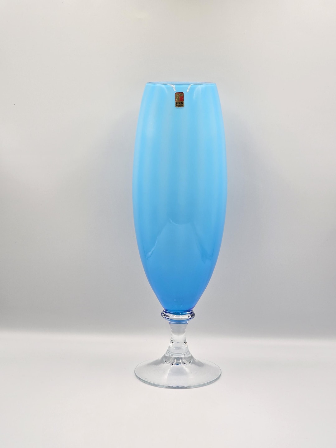 Large Blue Cased Glass Vase | Ryd of Sweden Mid-century Art Glass - Etsy