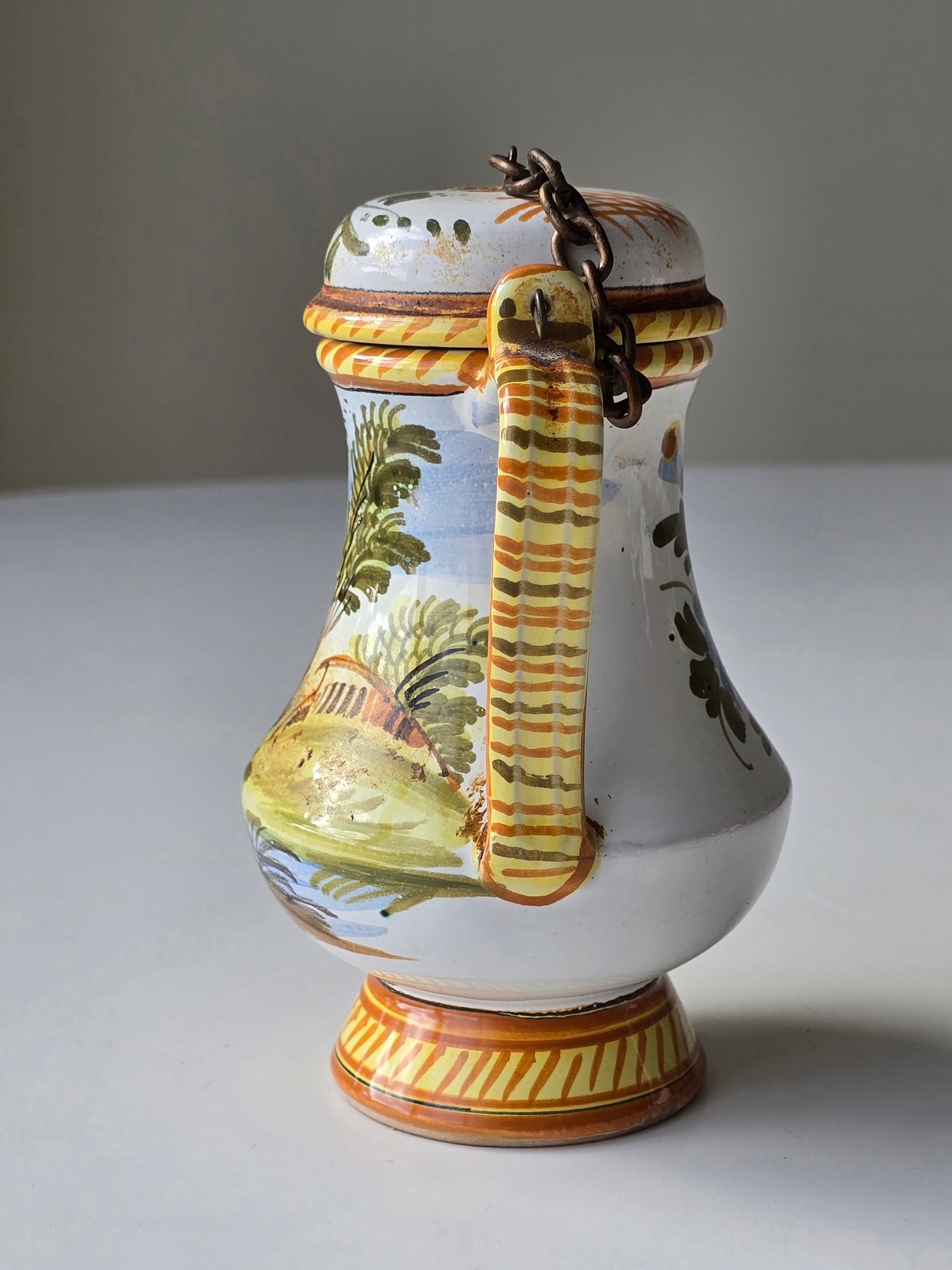 Vintage Mignini Hereto Hand-painted Italian Ceramic Jug With Chain ...