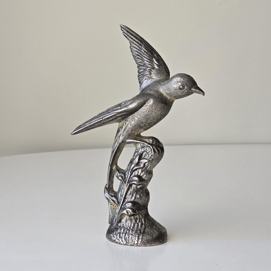 Vintage Silver-tone Swallow Bird Figurine With Decorative Base - Etsy