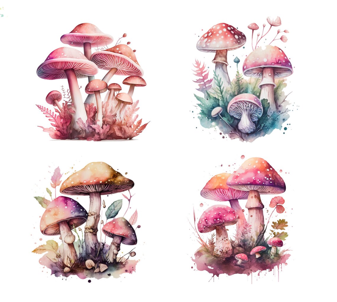 Watercolor Mushrooms Clipart Watercolor Instant Download - Etsy