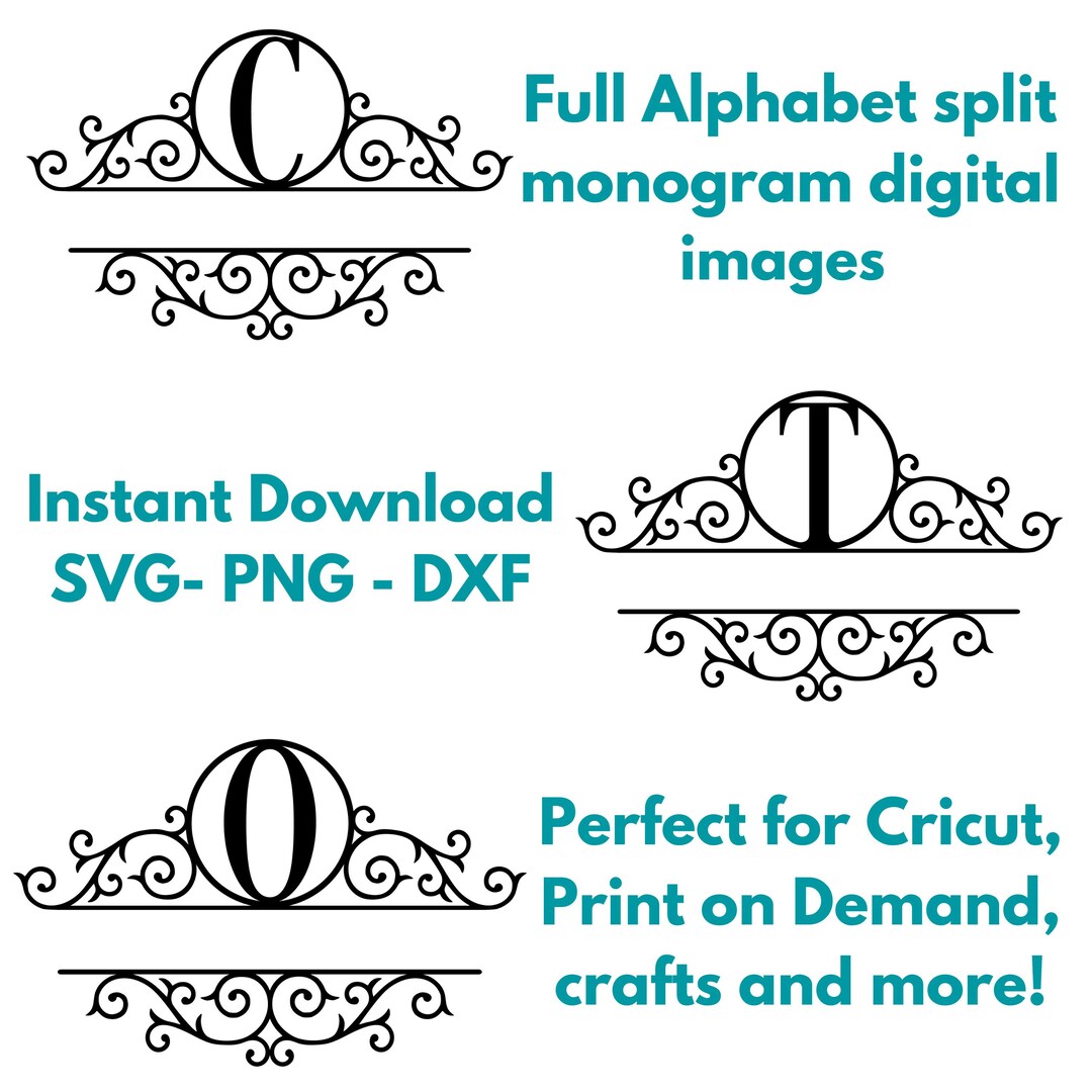 Monogram SVG/DXF/PNG, Fancy Alphabet, Digital Download, Cut Files, 26 ...