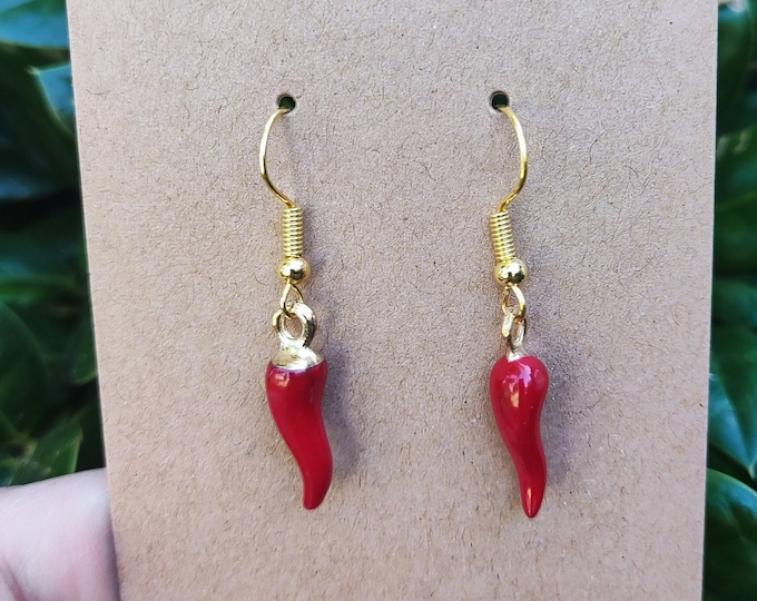 Mini Red Chili Pepper Earrings, Chile Pepper, Food Jewelry, Red Pepper ...