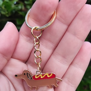 Dachshund Keychain, Dachshund as Hot Dog, Wiener Dog, Food Keychain ...