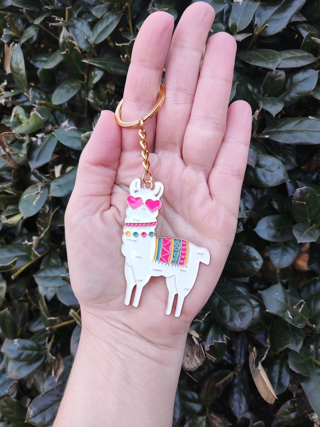 Alpaca Keychain, Llama Keychain, Gold Plated, Llama With Heart ...