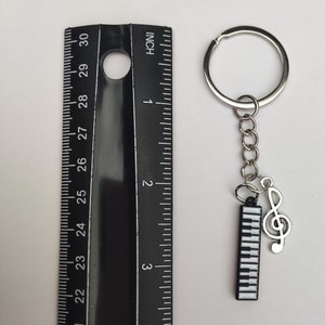 Piano and Treble Clef Keychain, Piano Keychain, Keyboard Keychain ...