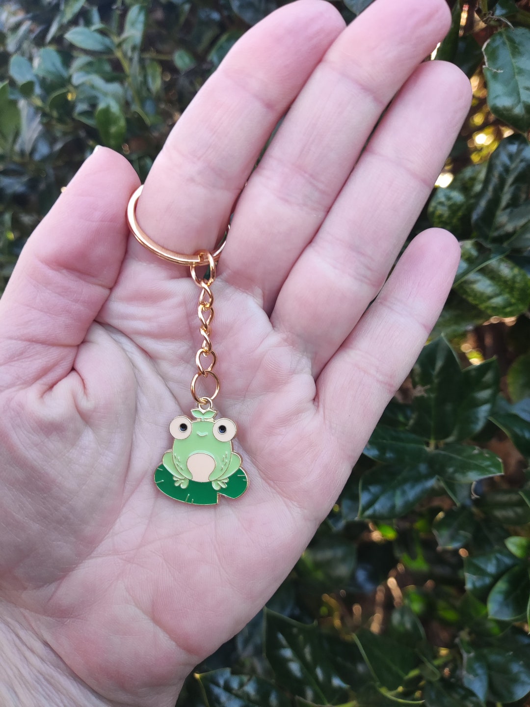Frog Keychain, Frog on Lily Pad Keychain, Frog Backpack Clip, Froggy ...