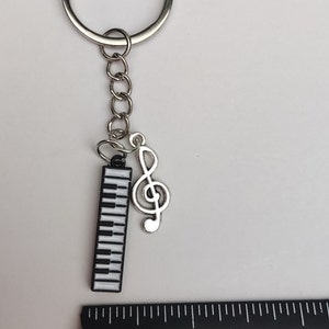 Piano and Treble Clef Keychain, Piano Keychain, Keyboard Keychain ...