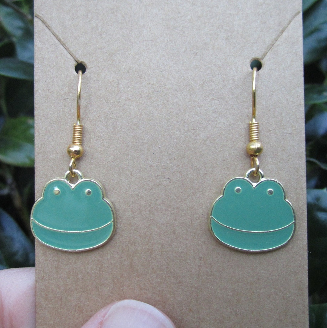 Frog Earrings, Frog Face Earrings, Froggy Earrings, Amphibian, Unique ...