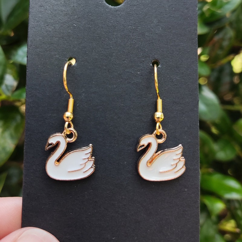 Swan Earring Gold - Etsy
