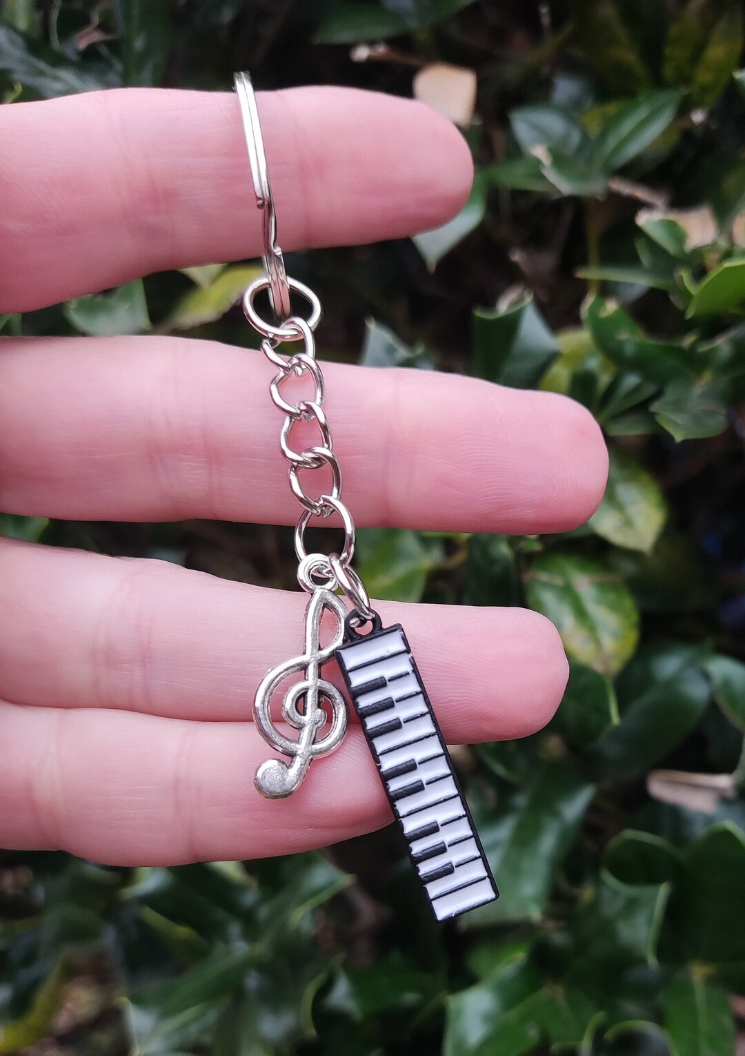 Piano and Treble Clef Keychain, Piano Keychain, Keyboard Keychain ...