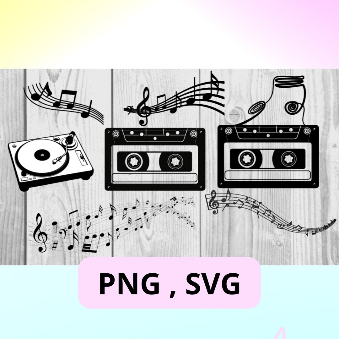 Cassette Tape Svg Music Notes Svg Turntable Music Svg - Etsy