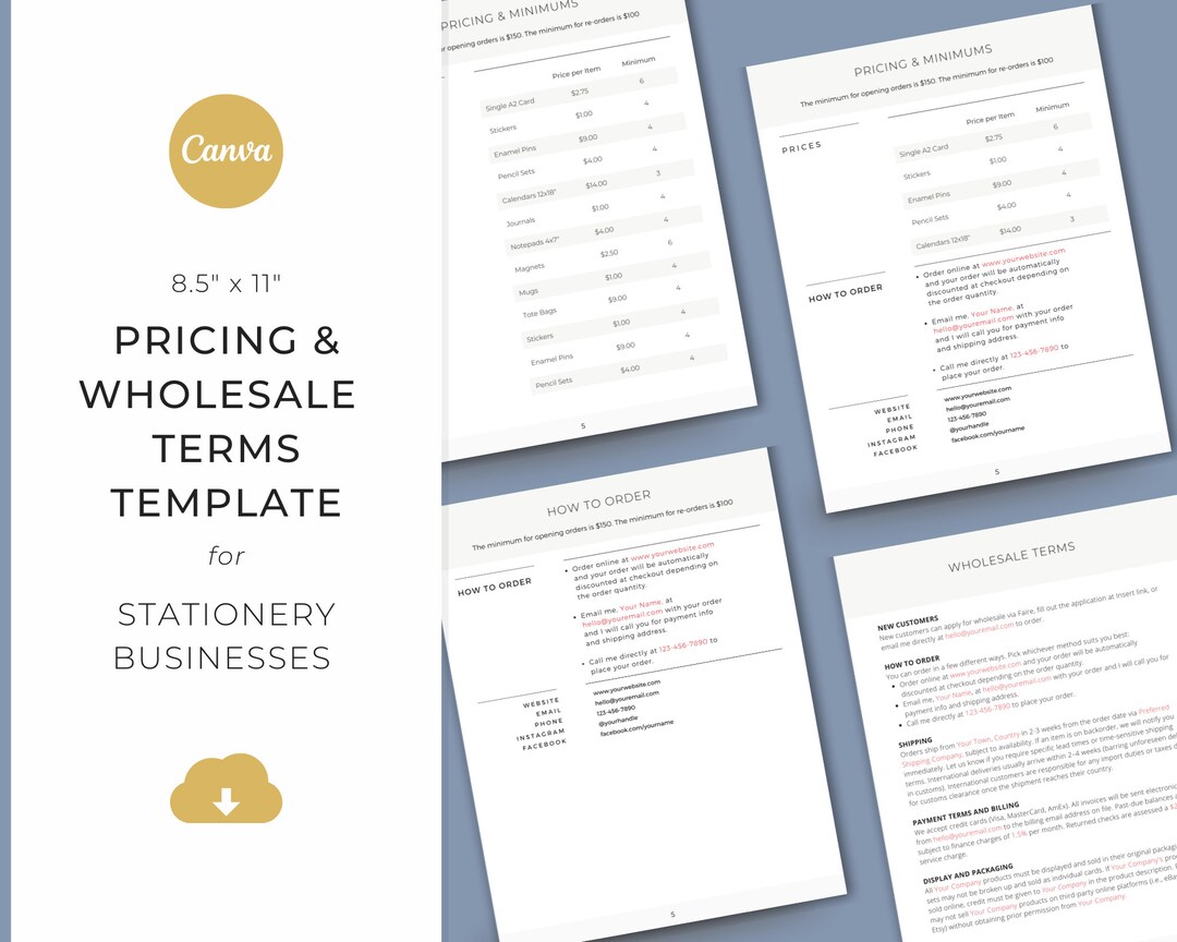 Editable Wholesale Price List Template, Canva Stationery (instant ...