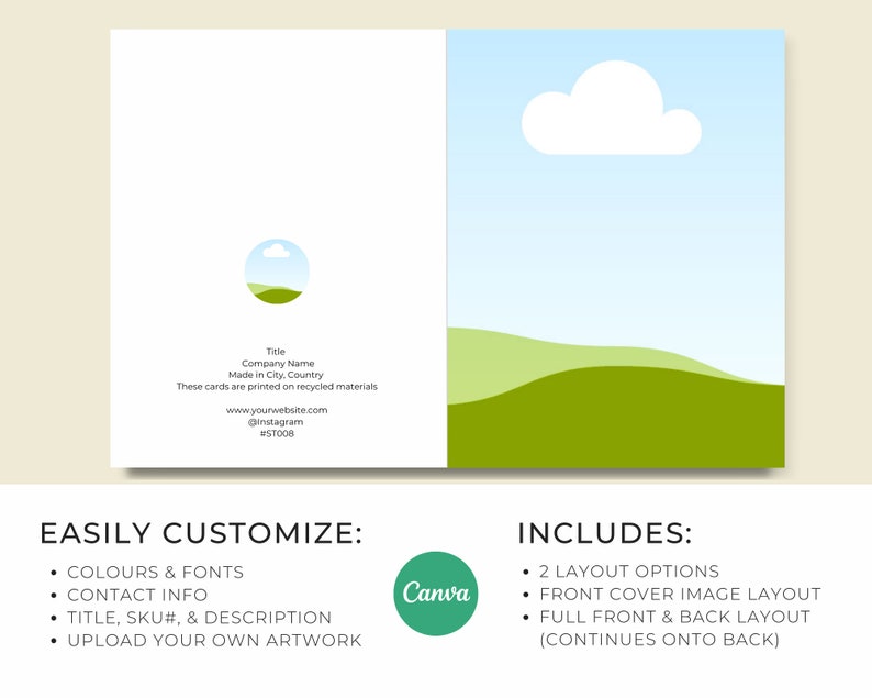A2 Greeting Card Template | Canva Template | Customize | Editable Canva ...
