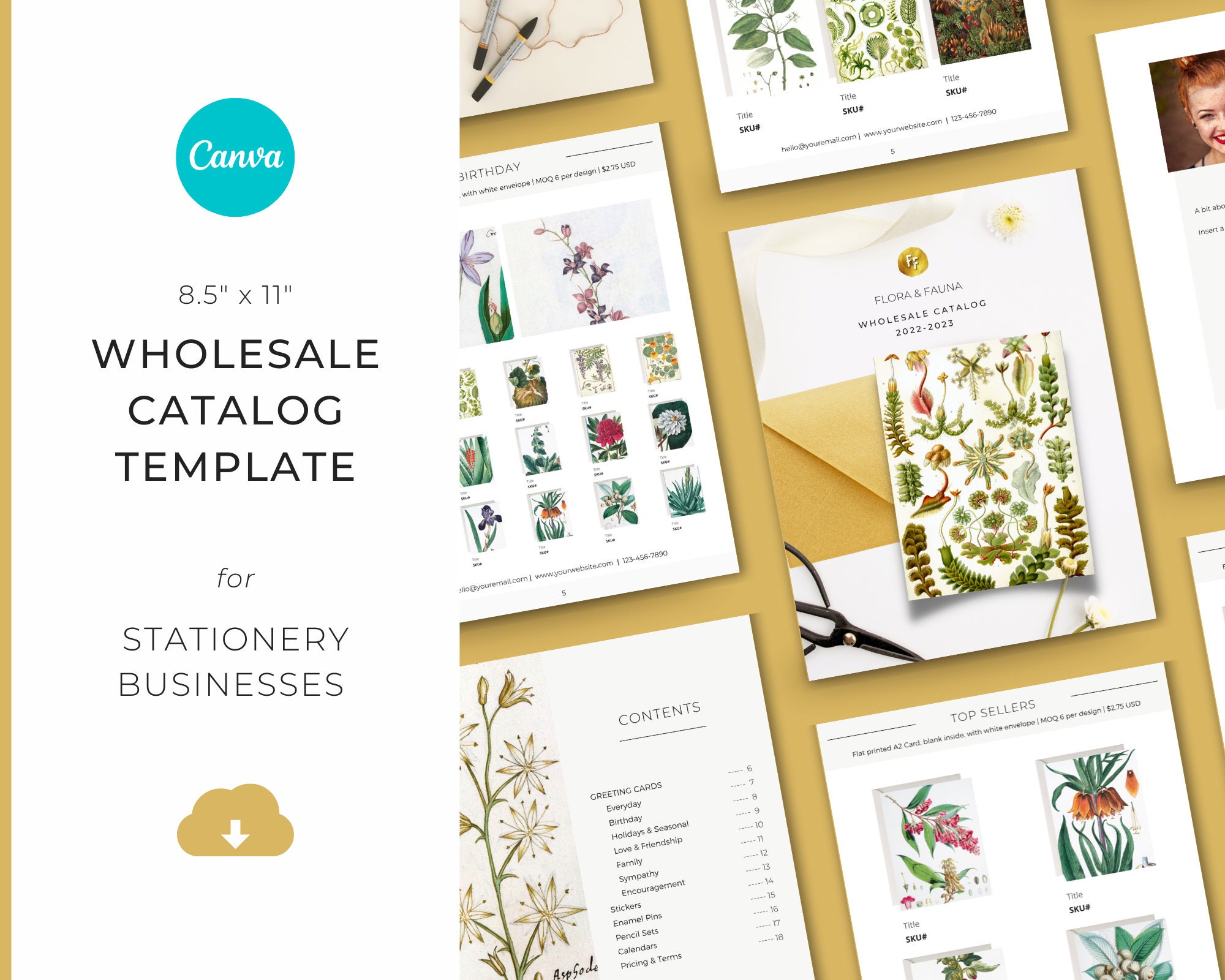 8.5”x11” Wholesale Catalog, Line Sheet Template, Editable Wholesale ...