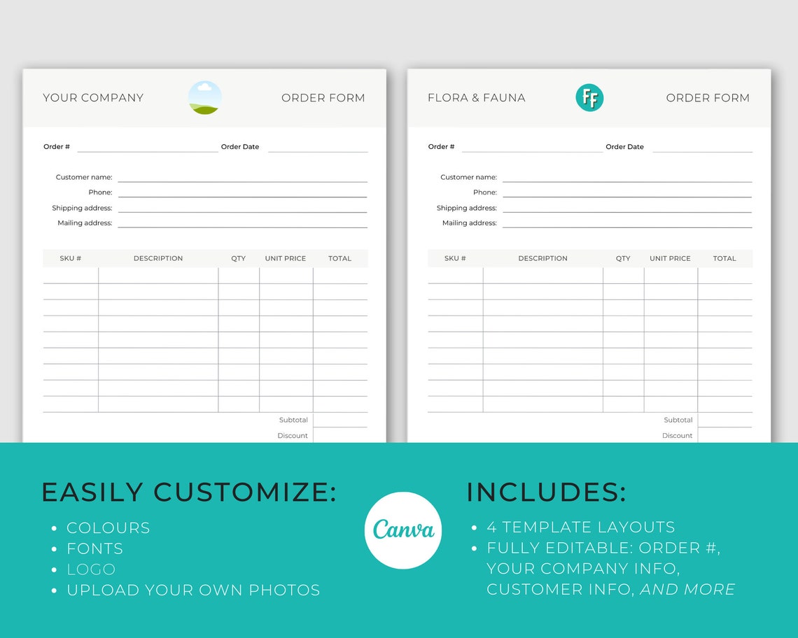Wholesale Order Form | INSTANT DOWNLOAD | Wholesale Order Sheet | Canva ...