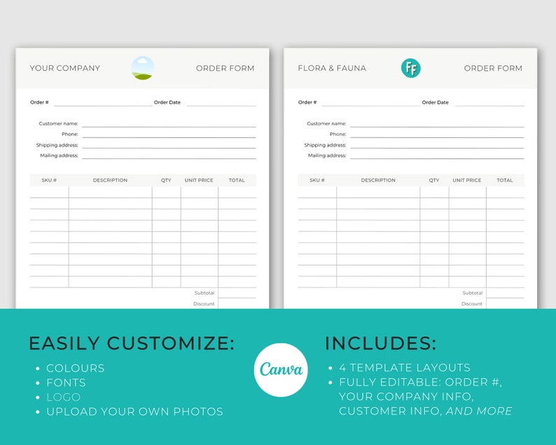 Wholesale Order Form | INSTANT DOWNLOAD | Wholesale Order Sheet | Canva ...