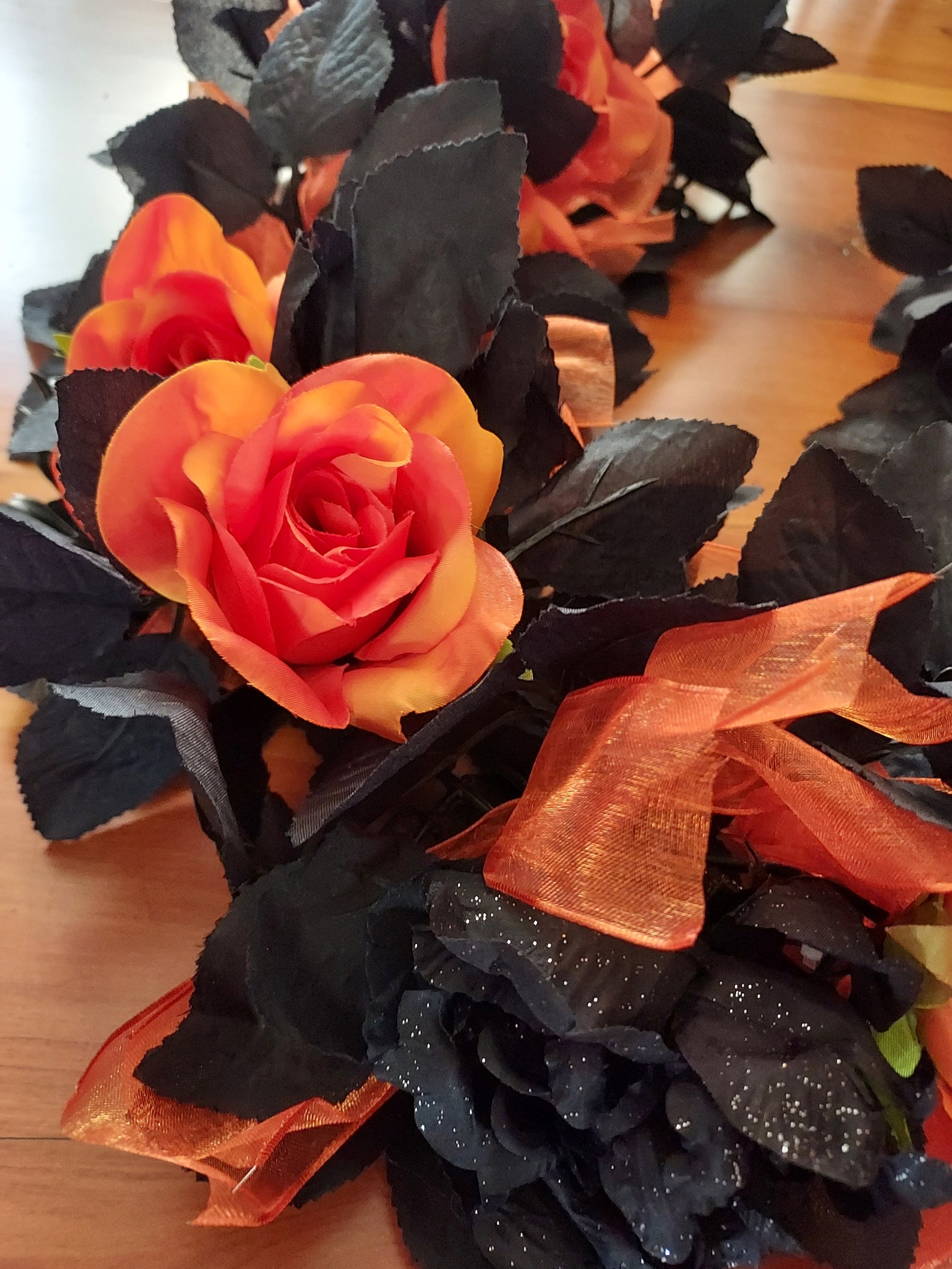 Lighted Halloween Garland, Black Garland, Luxe Halloween Decor ...