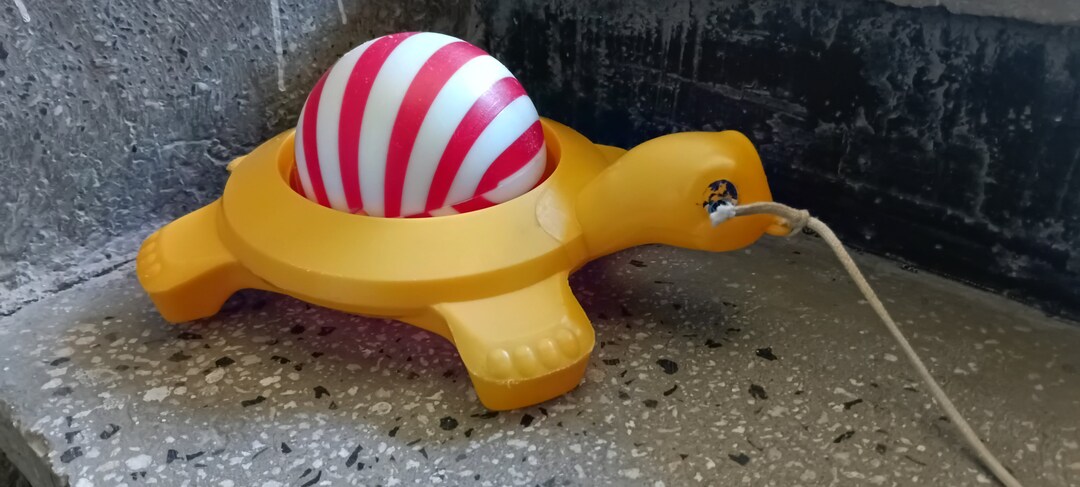 Retro Rubber Rolling Turty Whit Ball and Rope Made in Romania - Etsy