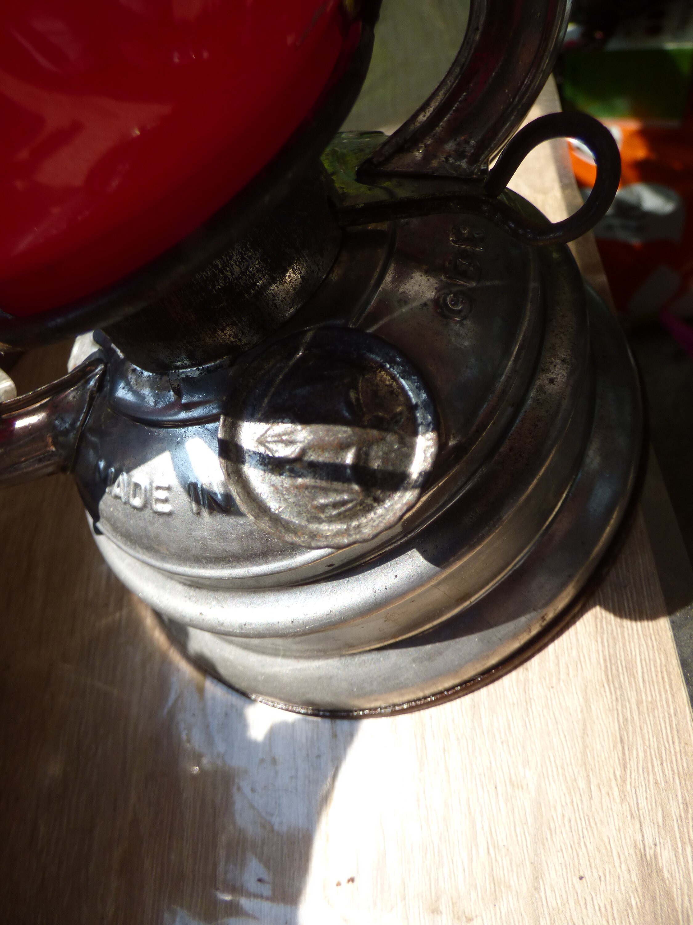 BAT NO.159 Vintage Oil Lamp & Red Glass, Lantern Light Kerosene Made in ...