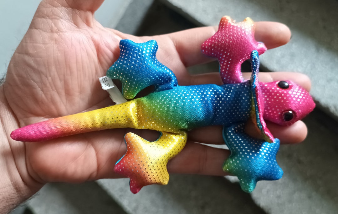 Sand Filled Shinny Rainbow Color Glitter Plush Gecko Lizard Toy ...