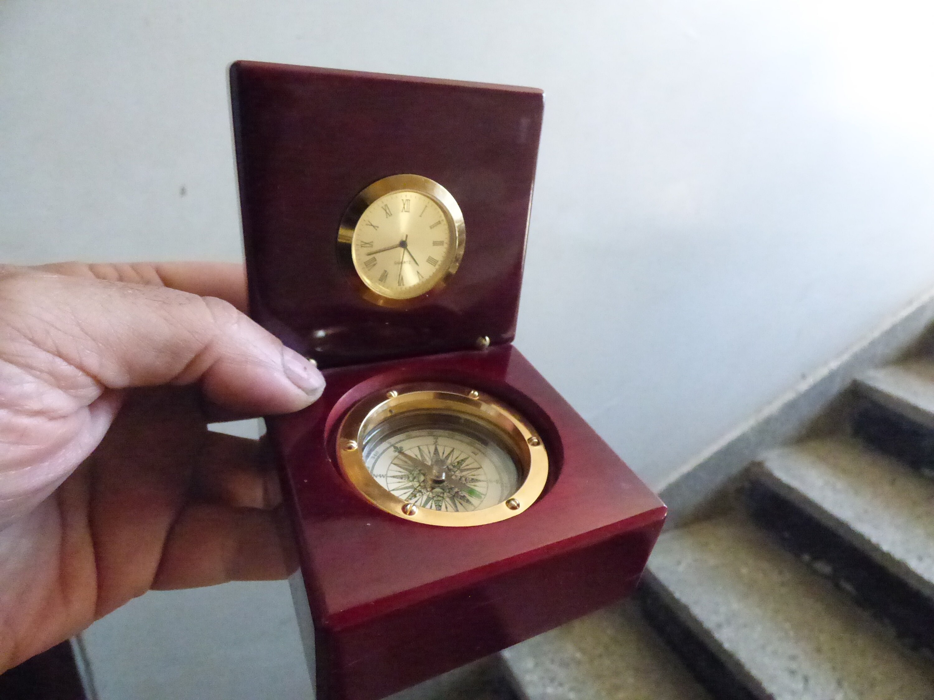 Anniversary Box Wooden Red Box Clock and Compass - Etsy
