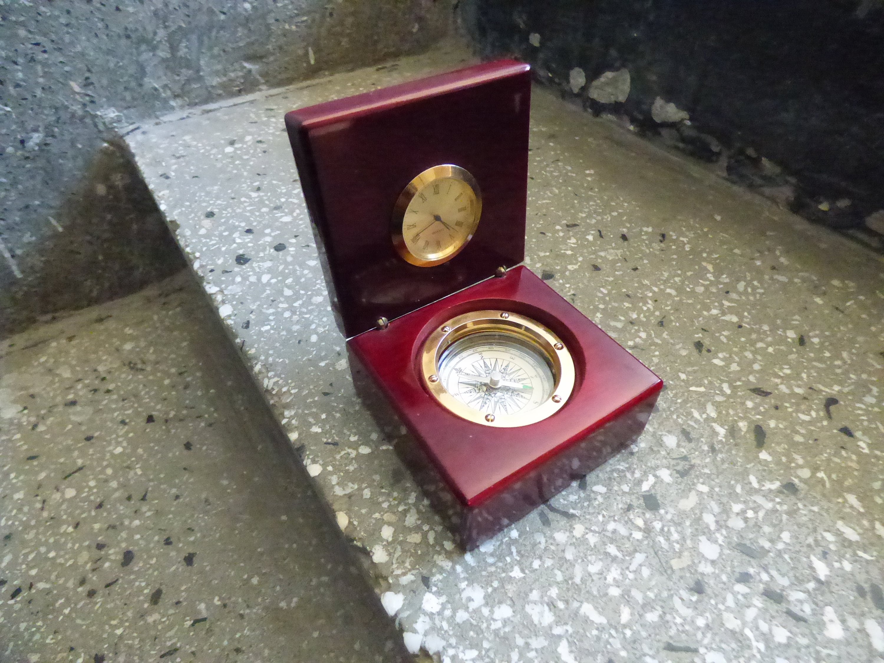 Anniversary Box Wooden Red Box Clock and Compass - Etsy