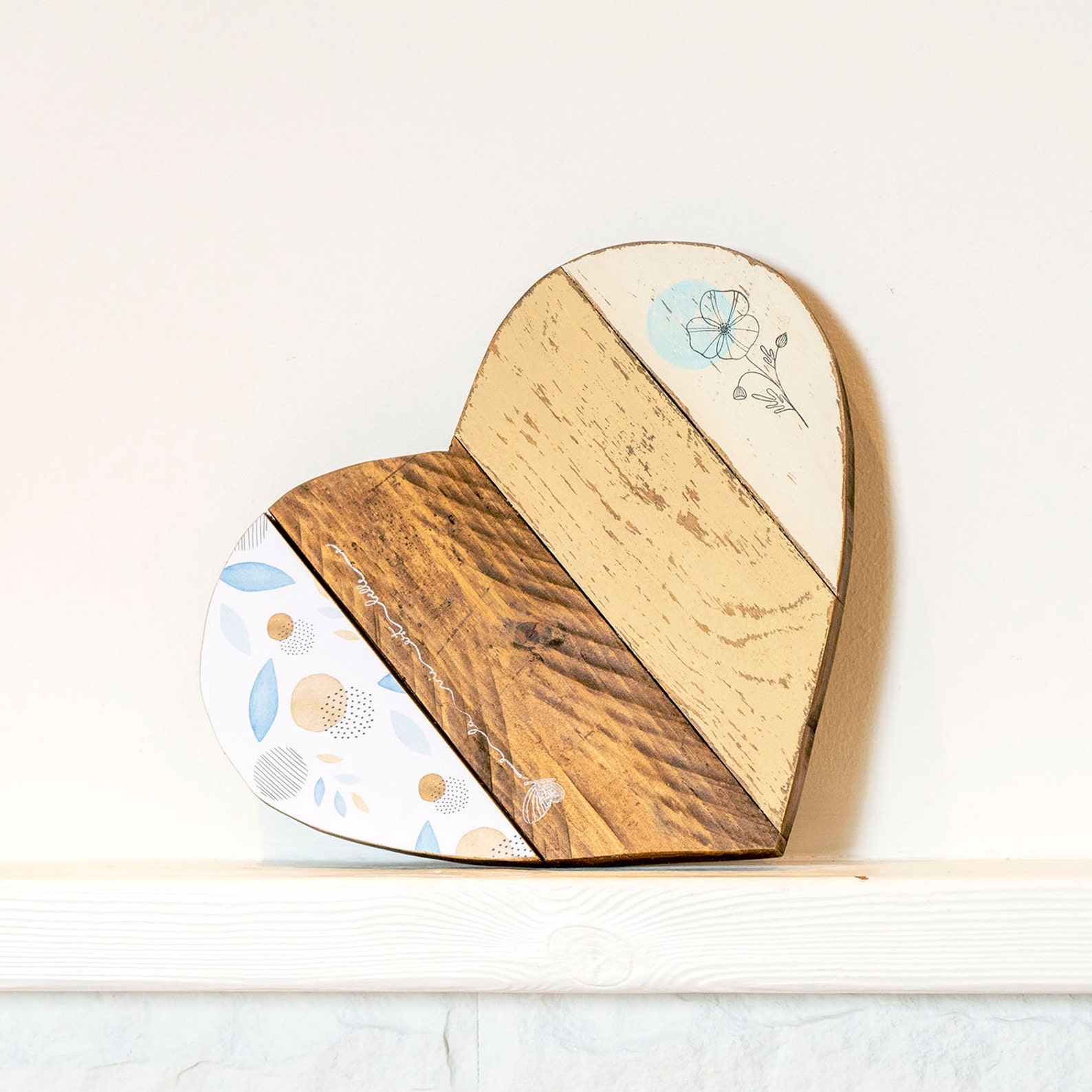 Corazón de listones de madera reciclada, decoración de pared, adorno de ...