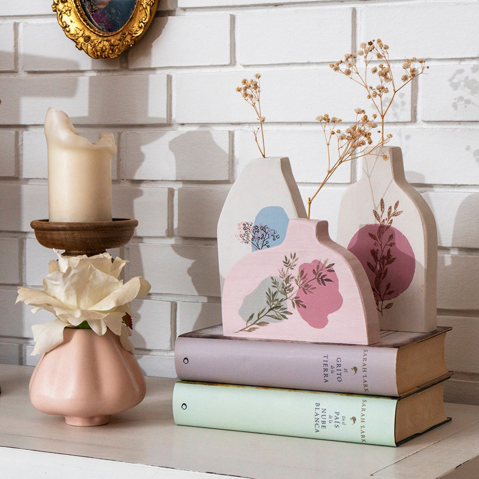 Set of Boho Vases, Boho Wooden Vases, Handcrafted Vases, Desk Decor ...