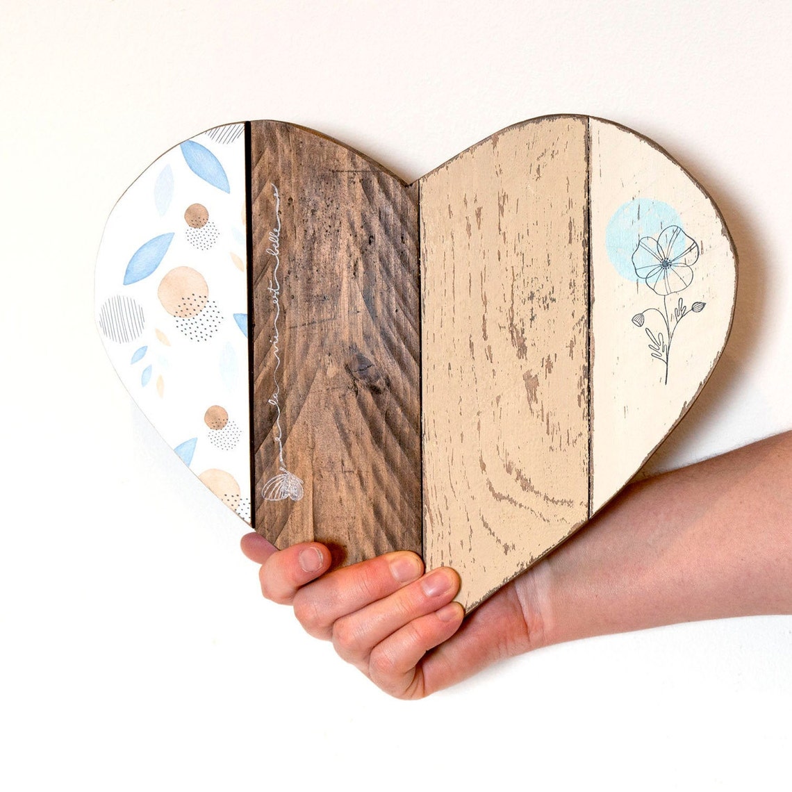 Corazón de listones de madera reciclada decoración de pared - Etsy España