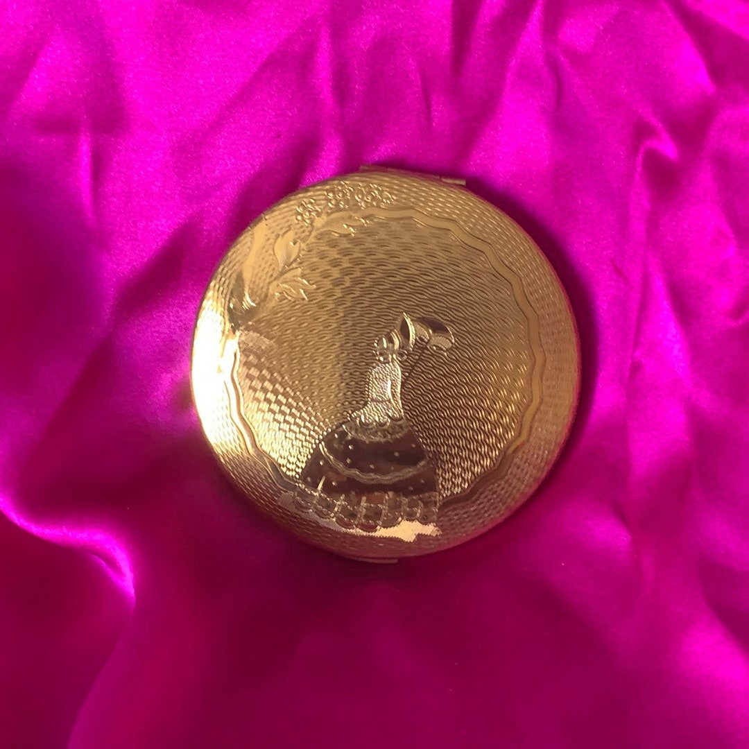 RARE Vintage 1950s Crimplene Lady Powder Compact With Original Sifter ...