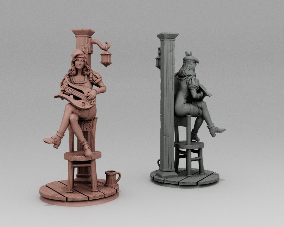 Bard Human Sitting female Flesh of Gods D&D Pathfinder 32mm Character ...