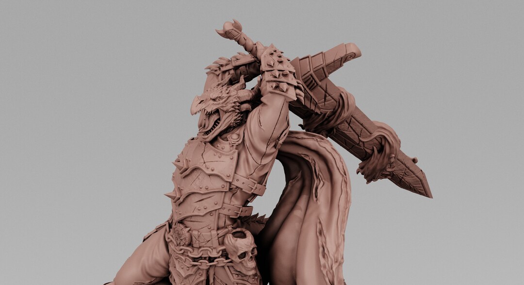 Dragonborn Knight Flesh of Gods D&D Pathfinder 32mm Character Miniature ...