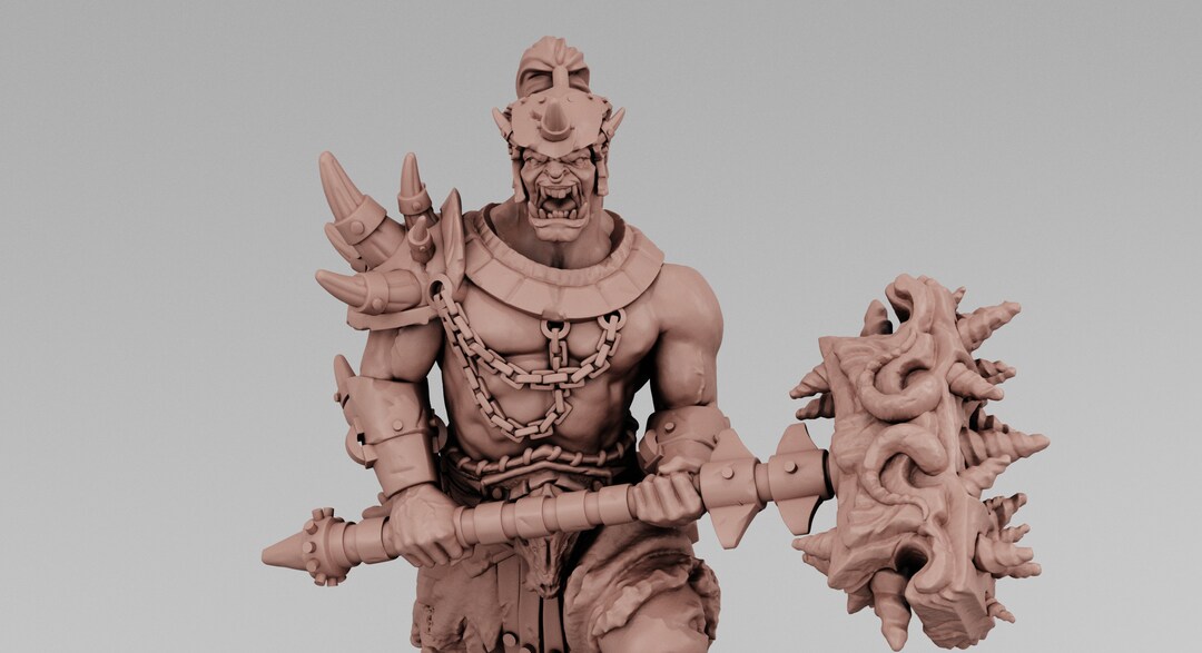 Half Orc Barbarian Flesh of Gods D&D Pathfinder 32mm Character ...