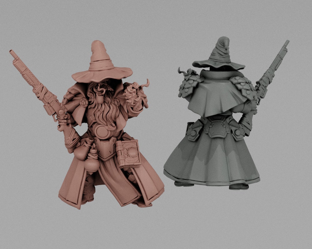 Techno-mage D&D Pathfinder 32mm Steampunk Miniature - Etsy