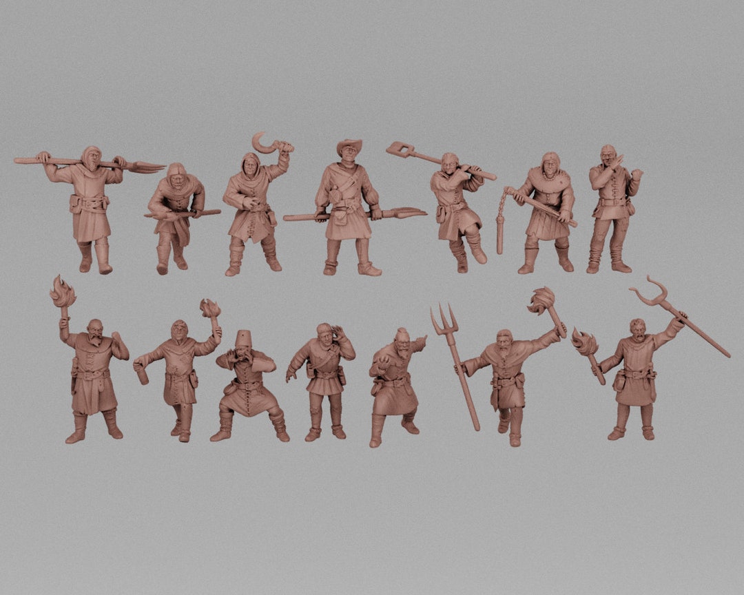 Mob of Angry Villagers D&D Pathfinder 28mm NPC Miniature by Tytantroll ...