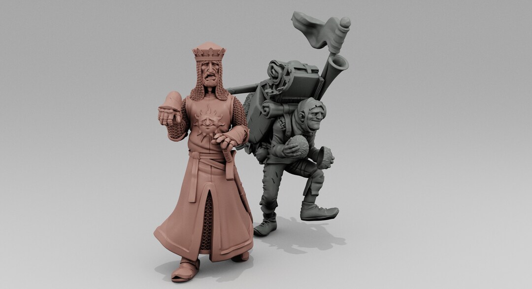 King Arthur and Patsy D&D Pathfinder Character Miniature 32mm 28mm - Etsy