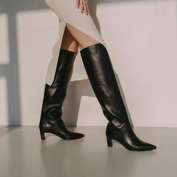 Kitten Heel Boots Etsy