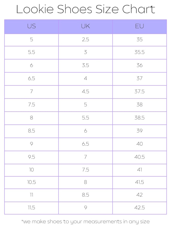 Converse Size Chart Inches