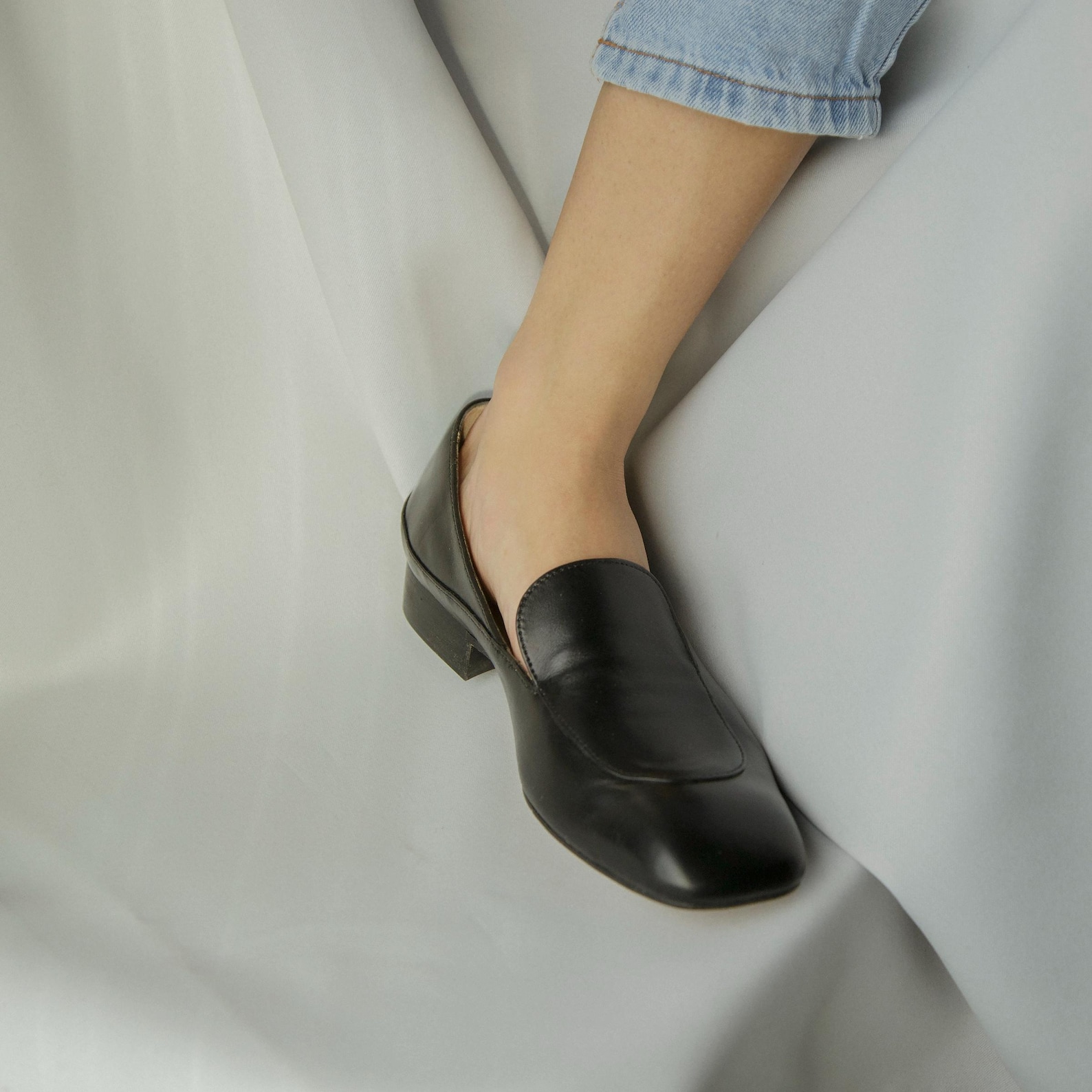 Black Loafers With Square Closed Toe, Handmade Softback Slip Ons in ...
