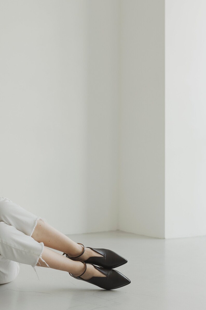 Brown Leather Ballet Flats With Notched Vamp v-cut and - Etsy