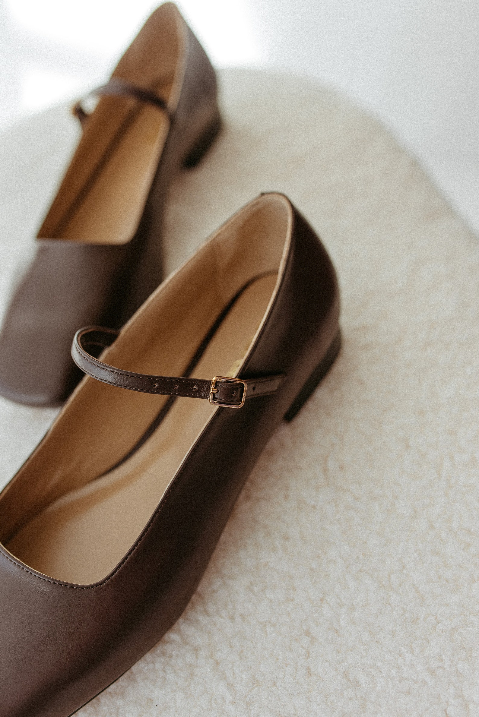 Brown Leather Mary Janes Genuine Leather Flats With Square - Etsy