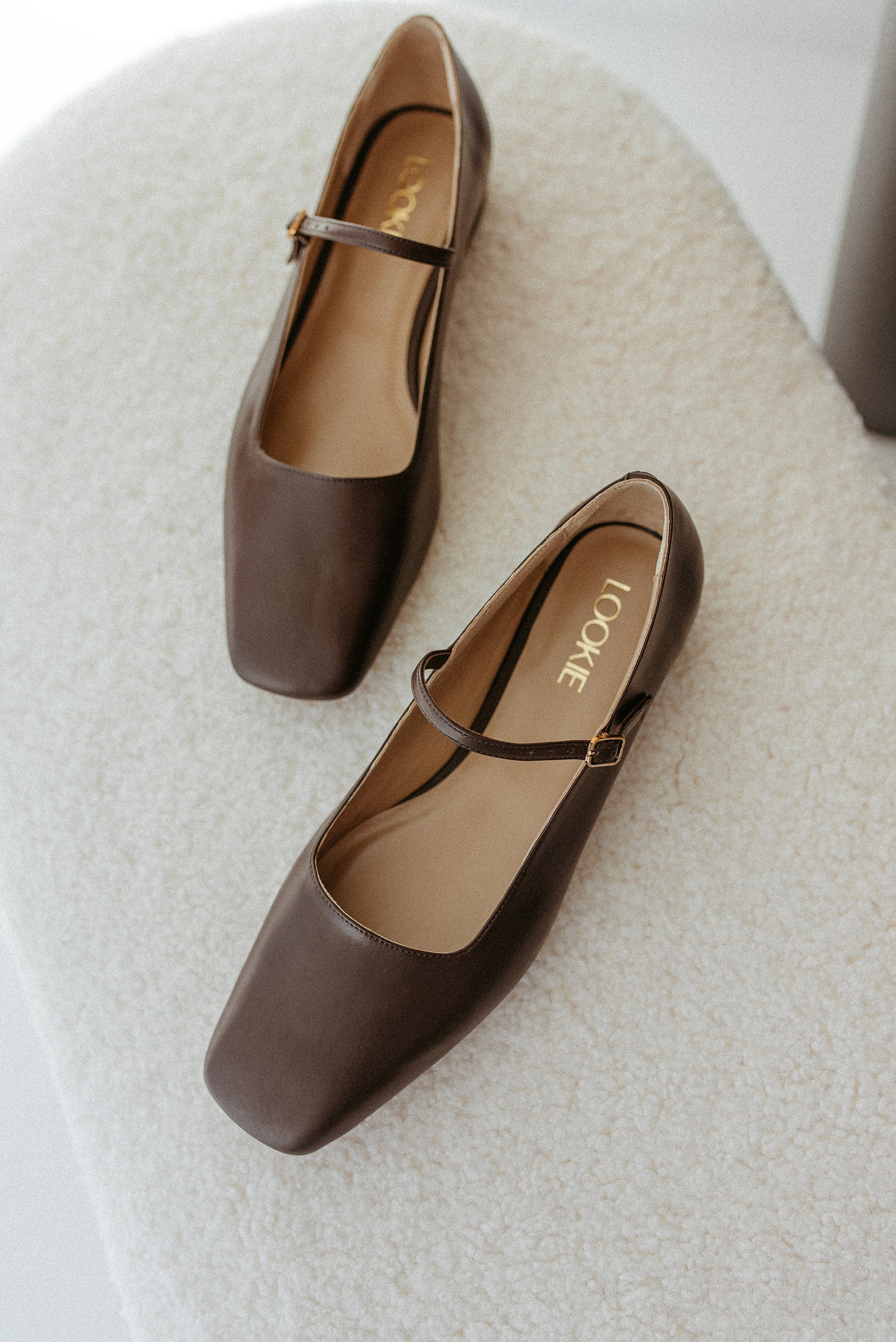 Brown Leather Mary Janes Genuine Leather Flats With Square - Etsy