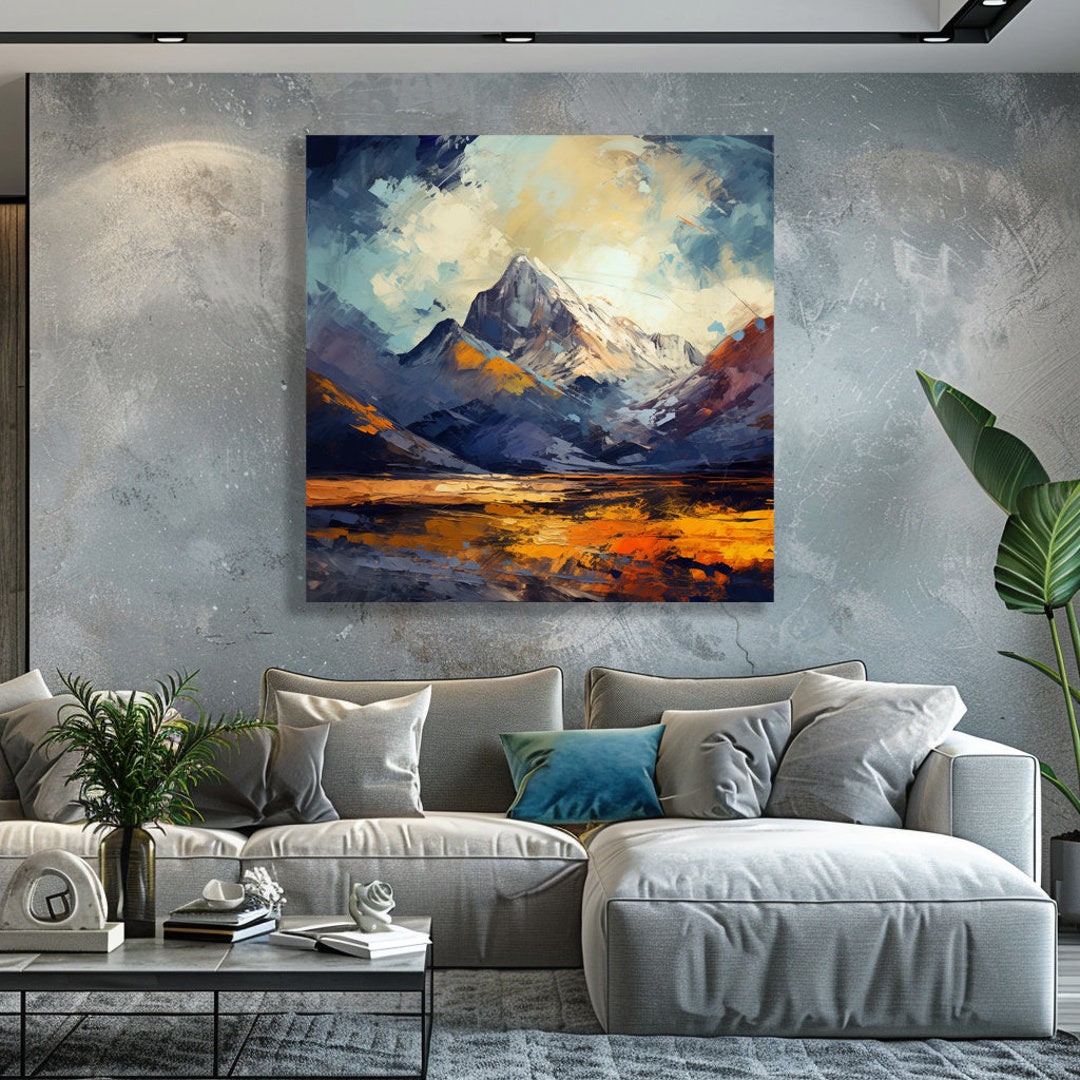 Mountain Majesty: Expressionist Wall Art, Abstract Landscape Print ...