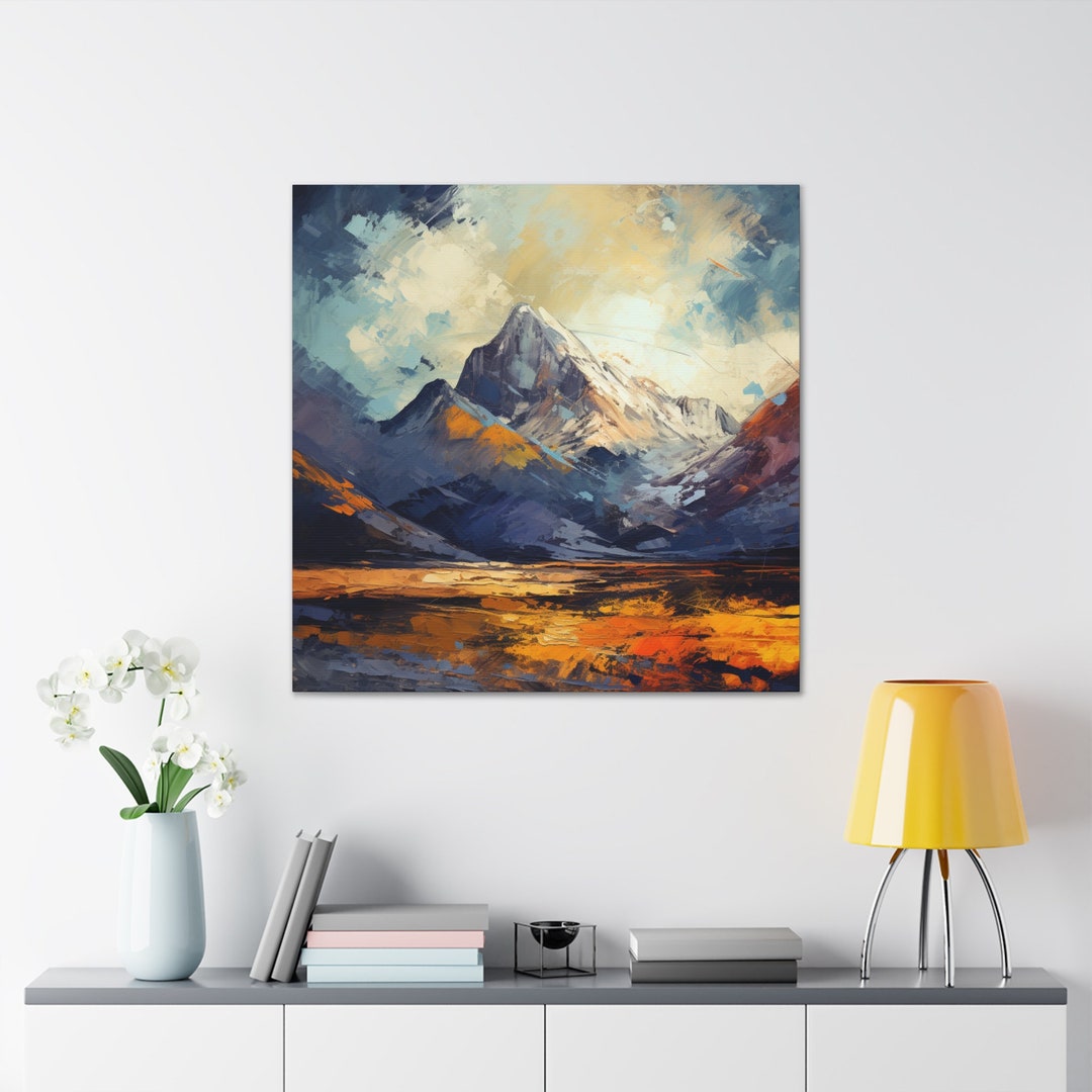 Mountain Majesty: Expressionist Wall Art, Abstract Landscape Print ...