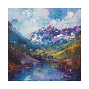 Maroon Bells Colorado, Expressionist Mountain Wall Art, Abstract ...