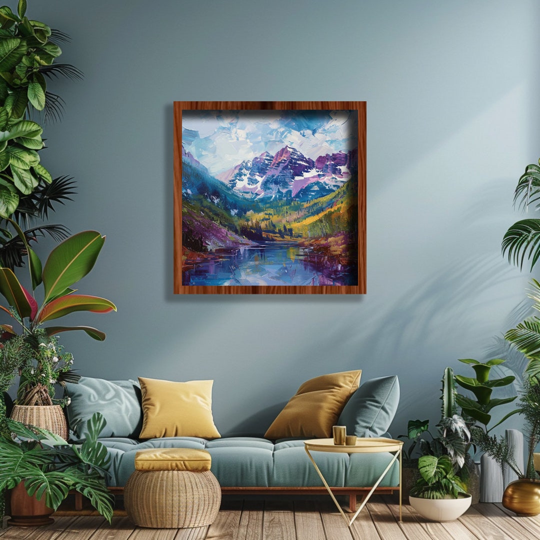 Maroon Bells Colorado, Expressionist Mountain Wall Art, Abstract ...
