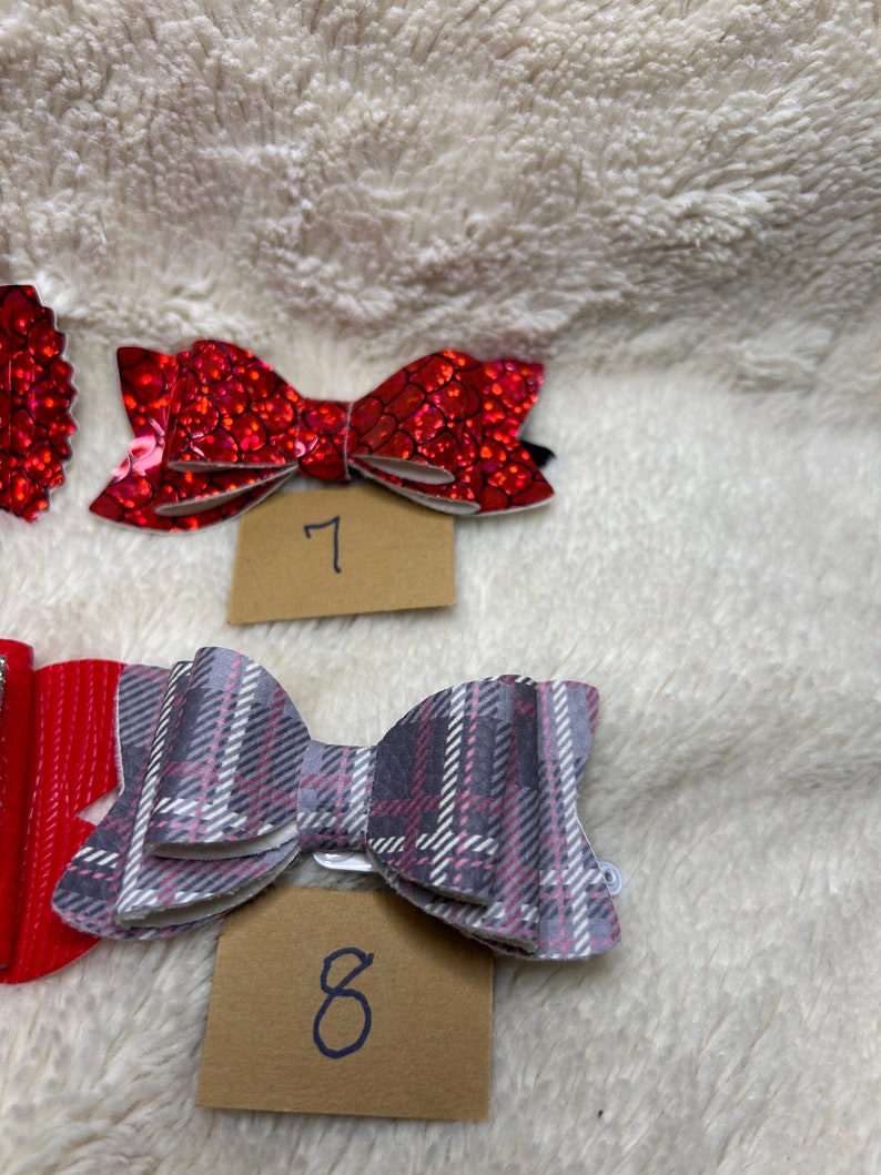 3D Layered Faux Leather Hair Bow Girl Hair Accessory Fancy Glitter Bow ...