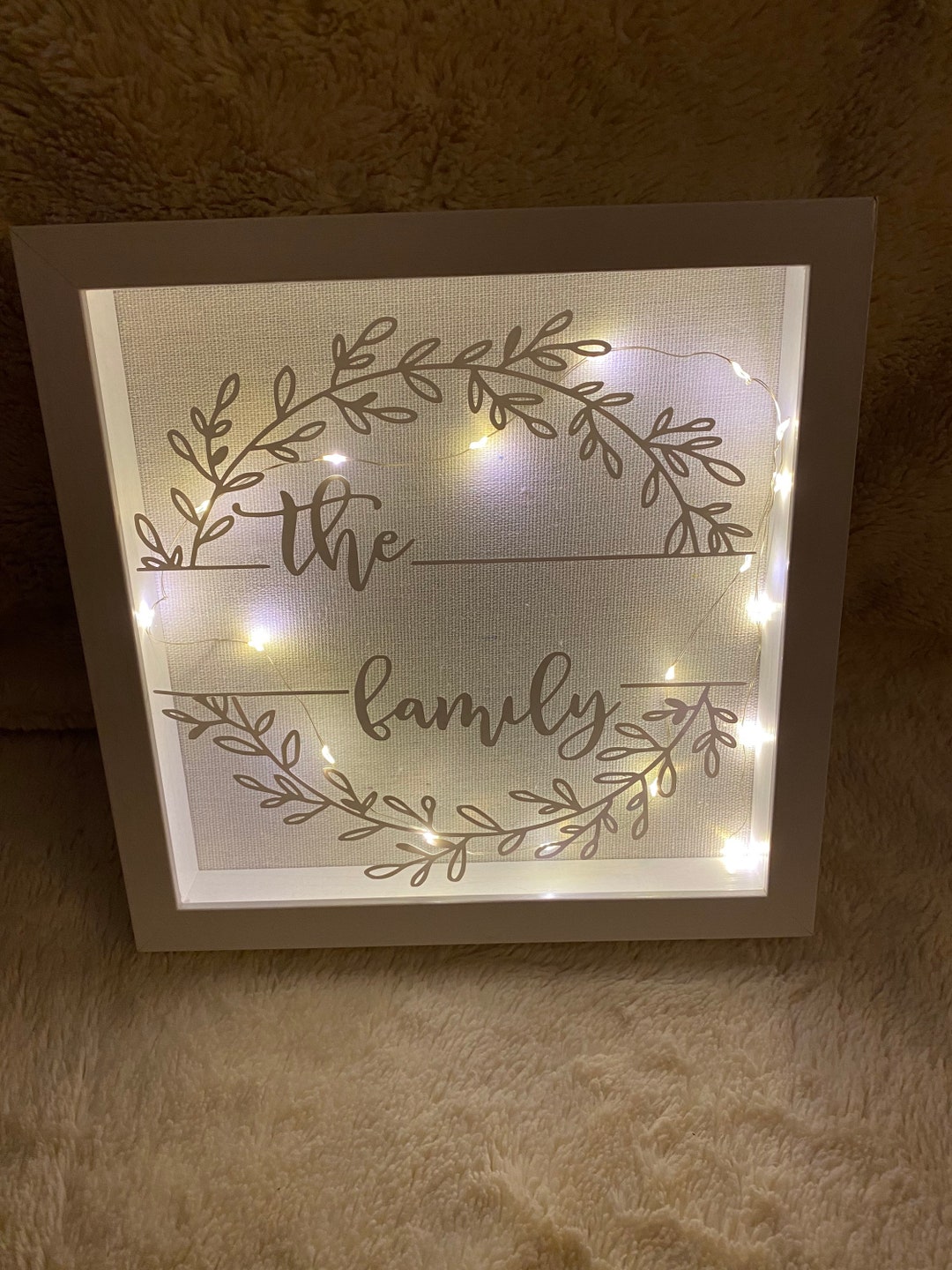 Personalized Family Name Lighted Shadow Box 9x9,-illuminated Decorative ...