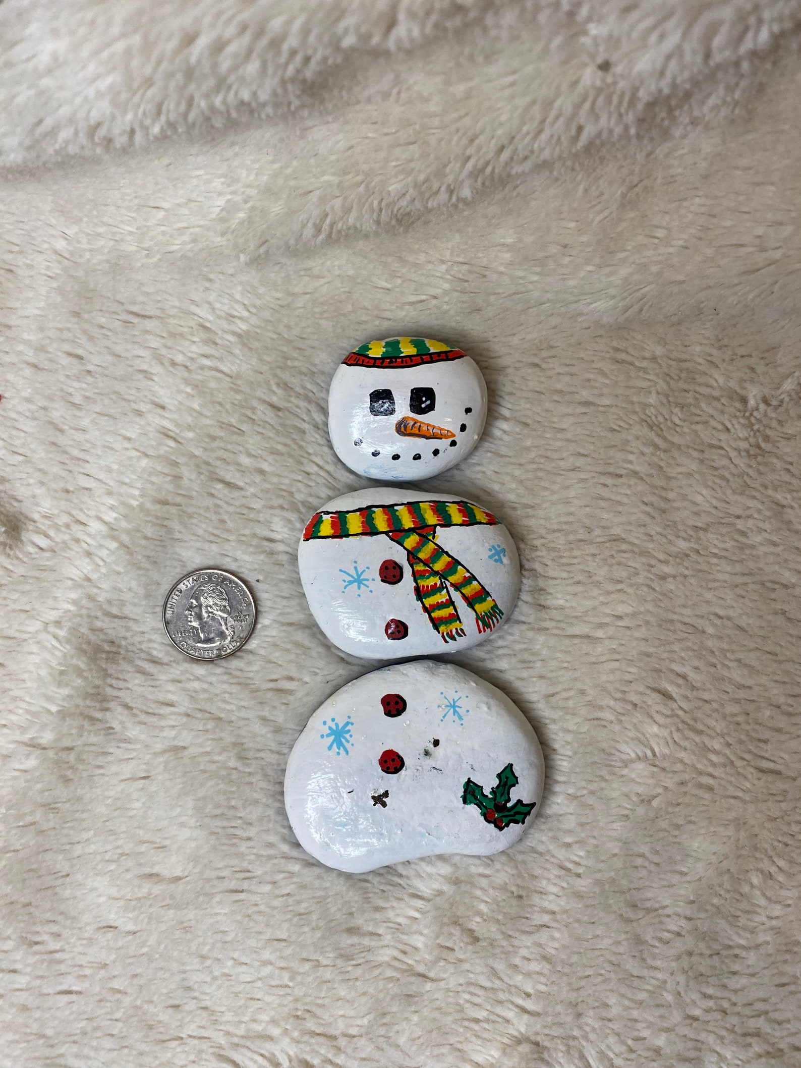 Snowman Winter Hand Painted Rocks Set of 3--winter Themed Garden Decor ...