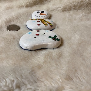 Snowman Winter Hand Painted Rocks Set of 3--winter Themed Garden Decor ...